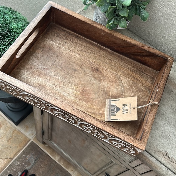 Accents | Rustic Farmhouse Boho Chic Fall Hand Carved Wooden Tray ...